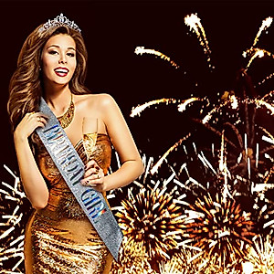 "Birthday Girl" Sash & Rhinestone Tiara Set Silver COCIDE Birthday Sash and Tiara for Women Birthday Decoration Kit Rhinestone Headband for Girl Glitter Crystal Hair Accessories for Birth Party (Aurora Borealis Silver Tiara + Silver Sash)