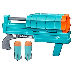 NERF Roblox Sharkbite: Web Launcher Rocker Blaster, Includes Code to Redeem Exclusive Virtual Item, 2 Rockets, Pump Action