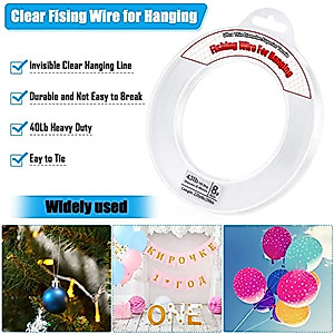 Clear Fishing Wire, Acejoz 656FT Fishing Line Clear Invisible Hanging Wire Strong Nylon String Supports 43 Pounds for Balloon Garland Hanging Decorations