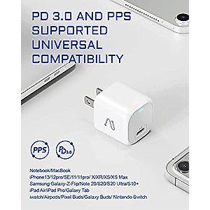 USB C Wall Charger 30W, Aergiatech PD PPS GaN USB C Power Adapter, Type C Fast Charging Block for iPhone 13 Pro Max/13/12 Pro Max, Pixel 6Pro/6, iPad Pro, MacBook Air, Galaxy S22+/S22 Ultra, White