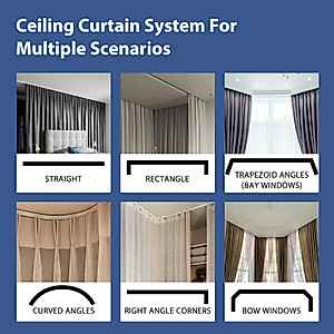 cbsroro Room Divider Curtains Ceiling Curtain Track Sets Blackout Curtains Ceiling Track for Curtain Flexible Track Curtain Extra Wide，W 8.3 x H 7ft 1Panel Grey Curtain and White Track