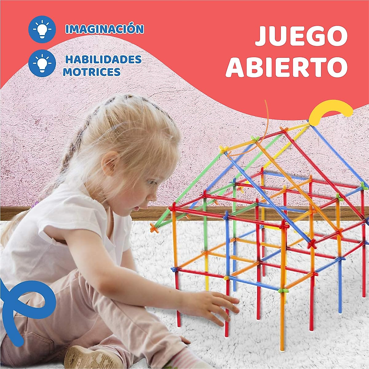 Dazmers Building Sticks for Kids - Straws and Connectors Builders Set - STEM Construction Building Toys - Educational Interlocking Sticks - Connecting Tubes - Building Straws Activities (800 Pieces)