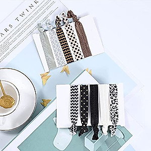 20 Pieces Hair Ties Gold Prints No Crease Elastic Ribbon Ties Ouchless Stretchy Hair Bands Fold Over Yoga Ponytail Holder for Women Twist Fabic Hair Styling Accessories