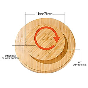 HAOBYBL Lazy Susan Organizer 11" Wooden Lazy Susan for Table 360 Degree Rotating Spice Rack with Non-Slip Mat, for Pantry Countertop, Table Storage