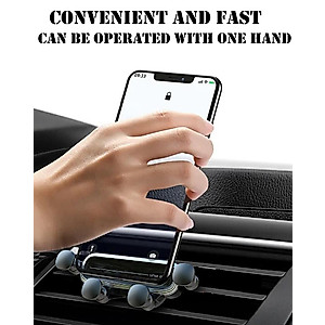 SiMaXuanCar car Phone Holder Vent Phone Holder Auto Lock Gravity Type Phone Holder with knob Locking Hook Clip Suitable for Various Vent Mount Suitable for 2.5~3.5 inch Width Smartphone(Black)