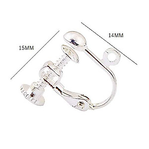 WOIWO 10PCS Clip-on Earring Components for Non-Pierced Ears, with Adjustable Screw, 14x15mm Silver