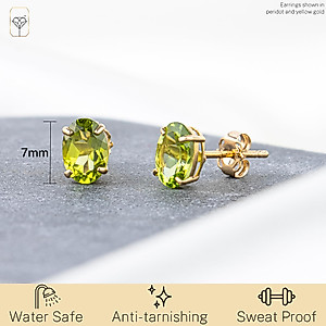 MAX + STONE 14k White Gold Blue Aquamarine Oval Stud Earrings for Women | 7x5mm March Birthstone