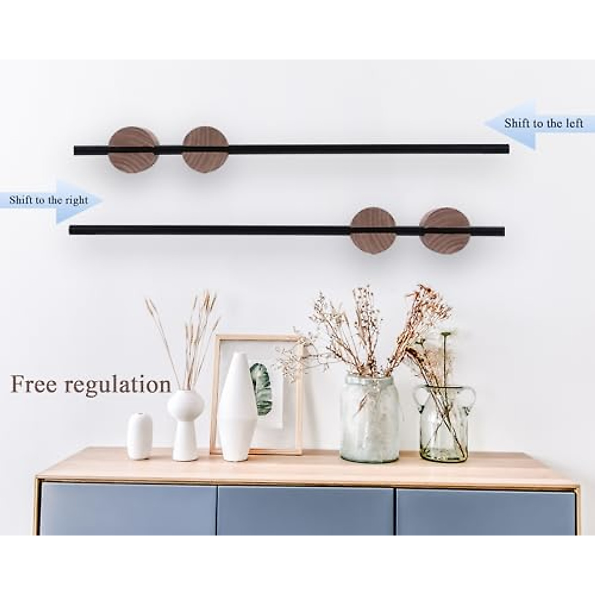 QsQueen Mug Holder Wall Mounted Coffee Cup Rack Hanger，Modern Metal and Solid Walnut with 8 Mug Hooks Rustic Utensil Tea Cups Storage Organizer for Kitchen Accessories Coffee Bar, Set of 2