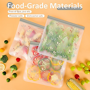 10 Pack Dishwasher Safe Reusable Gallon Bags Silicone, Leak proof Reusable Freezer Bags for Food Storage Home Organization Traval & Make-up BPA FREE for Food Storage Home for Salad Fruit