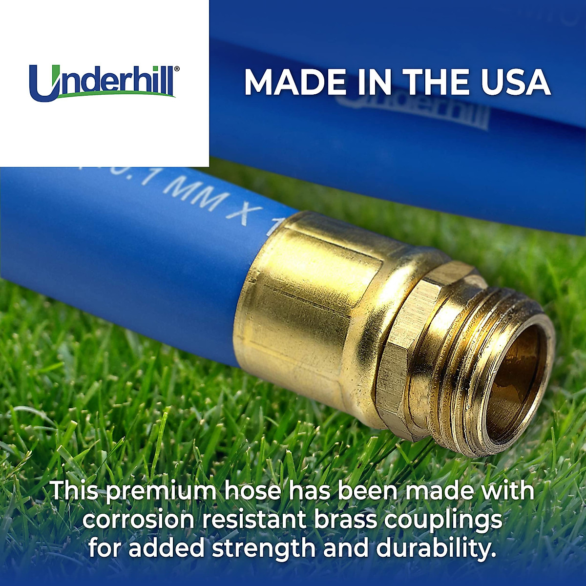 Underhill ShortyPro UltraMax Commercial Garden Water Hose, Lightweight, Heavy-Duty, Flexible, Anti-Kink, 1200 psi, H10-S10, 1 Inch x 10 ft, Blue