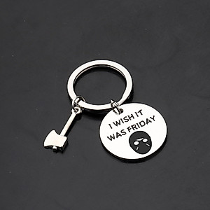 BLEOUK Jason Fans Keychain Friday Horror Movie Lover Gifts Scary Movie Gift Halloween Party Jewelry (i wish it was Friday)