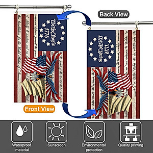 Unique American Eagle Flag Flag For Outside With Brass Grommets, Rustic Bald Eagle With America Flag Outdoor, Double Printed Patriotic USA Military Flags Banner With UV Fade Proof