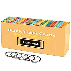 Hoomtaook Blank Flash Cards with 5 Rings in Assorted Colors, 1000 Sheets Cards Single Hole Punched Memo Cube for Home, Office, School 3.07 x 2.1 inches
