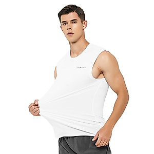 DEMOZU Men's Sleeveless Workout Swim Shirts Quick Dry Athletic Running Gym Muscle Shirts Beach Tank Top Big and Tall, White, 3XL