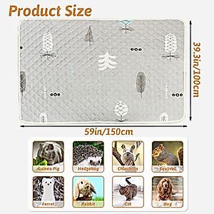 BNOSDM 2 Packs Large Guinea Pig Cage Liner Washable 59" x 39.3" Reusable Rabbit Cage Liners Washable Absorbent Small Animal Fleece Cage Liner for Rabbit Chinchilla Hedgehog Cat Dog (Pineapple)