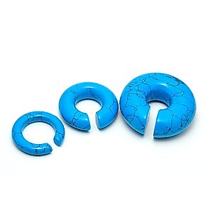Pair of Turquoise Stone Hoop Ear Weights (STN-676) (00g (10mm))