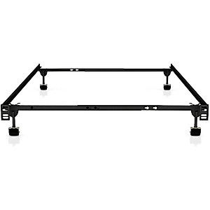 Liveasy Furniture Heavy Duty Adjustable Metal Full/Twin/Queen Size Bed Frame with Rug Roller Wheels (Twin/Full/Queen)