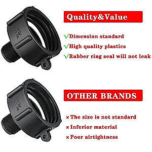 275 330 IBC Tote Adapter Water Hose Male Adapter Garden Hose Drain Plug Connector Coarse Garden Hose (2 Pieces)