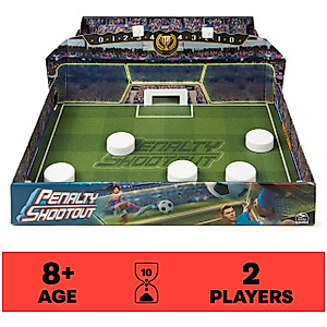 Spin Master Games Penalty Shootout, Mini Soccer Finger Board Game Tabletop Foosball Football Goal Family Sports Cool Fun Toy Gift, for Adults and Kids Ages 8 and up