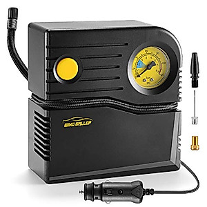 Car Tire Inflator Portable Air Compressor for Car Tires Windgallop 12v Analog Tire Pump Car Air Pump with Pressure Gauge Valve Adaptors for Bike Automobiles Basketball Pool Toys Balloon (Yellow)