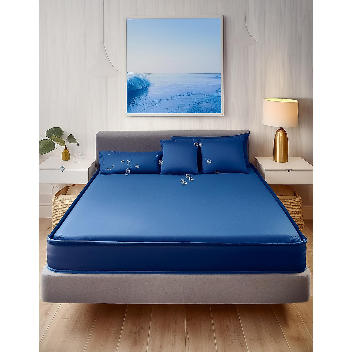 SmartBD Blue Cloud Waterproof Mattress Foam Medical Bedwetting Mattress Plush Firm Motion Fresh Reflection,Adult & Kids,Lux-Tex Foam Mattress Camper/Trailer/Truck (7 Inch, Short Queen)