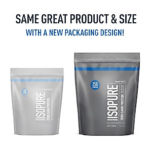 Isopure Creamy Vanilla Whey Isolate Protein Powder with Vitamin C & Zinc for Immune Support, 25g Protein, Zero Carb & Keto Friendly, 15 Servings, 1 Pound (Packaging May Vary)