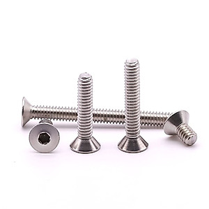RoyceMart M4-0.7 x 30 mm (50 Pack) Stainless Steel Flat Head Socket Head Cap Screws, Hex Drive Flat Head Screws Machine Screws, Full Thread, Bright Finish
