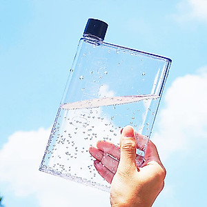 BURICL Creative A5 420ml Rectangle Water Bottle Outdoor Portable Flat Plastic Drinking Bottle Summer Cool Drinkware (purple)