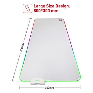 havit RGB Gaming Mouse Pad Soft Non-Slip Rubber Base Mouse Mat for Laptop Computer PC Games (31.5 X 11.8 X 0.16 inches, Light Grey)