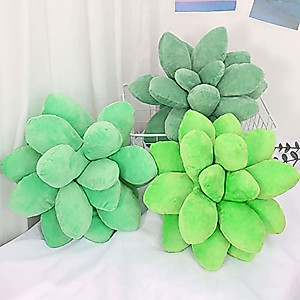 3D Succulents Cactus Pillow, Decorative Green Throw Pillows for Bed, Cute Pillows Succulent Pillow Plant Pillow for Bedroom Aesthetic Pillows Home Décor Gift for Garden Green Lovers 9.8 inches(b)