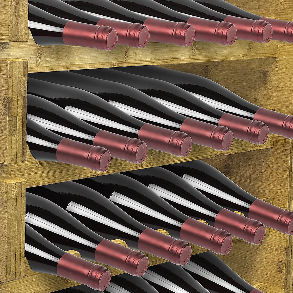 Sorbus Stackable Bamboo Wine Rack — Classic Style Wine Racks for Bottles — Perfect for Bar, Wine Cellar, Basement, Cabinet, Pantry, etc. (6-Tier)