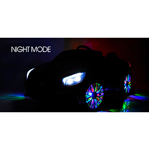 Americas Toys Kids Car with Remote Control, Mp4 Touch Screen, LED Wheels, Leather Seat – Electric Car for Kid to Drive, Open Trunk, Pull Handle, Compatible with Mercedes Benz Painted Silver