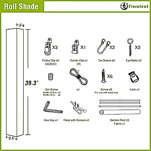 FLORALEAF Outdoor Roller Shades 4'W x 6'H Window Blinds for Porch Screen Deck Pergola Patio Balcony Gazebo Privacy Sunshade Roll Up Outdoor, Brown