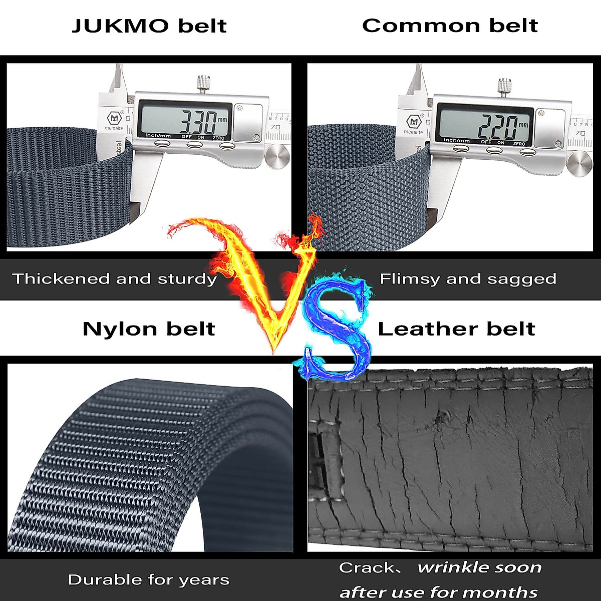 JUKMO Ratchet Belt for Men, Nylon Web Tactical Belt with Automatic Slide Buckle, Adjustable Trim to Fit (Blue, For Waist 20"-40" (Length 47"))