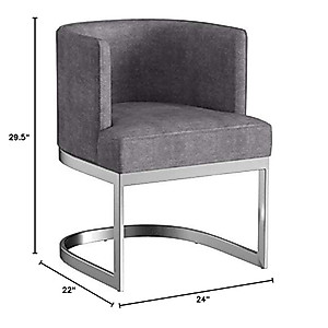 Meridian Furniture Gianna Collection Modern | Contemporary Velvet Upholstered Dining Chair with Polished Chrome Metal Frame, 24" W x 22" D x 29.5" H, Grey