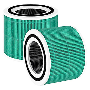 Core 300 Filter Replacement Fit for Levoit Core 300 Core 300-RF-TX (Green), 3-in-1 H13 True HEPA and Activated Carbon Odor Absorber Fiter - 2 Pack