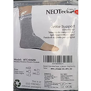 NeoTech Care Ankle Support Brace - Breathable - Men, Women, Right or Left - Gray (Size L, 1 Pair)
