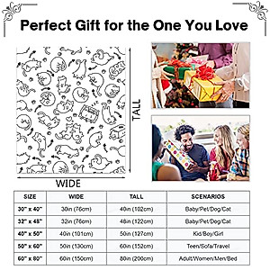 Cat Throw Blanket for Cat Lovers Cute Cat Flannel Fleece Blankets for Kids Adults Kawaii Simple Cat Print Lightweight Fuzzy Blanket Soft White Blanket for Couch Sofa Bed Birthday Gifts, 50''x60''