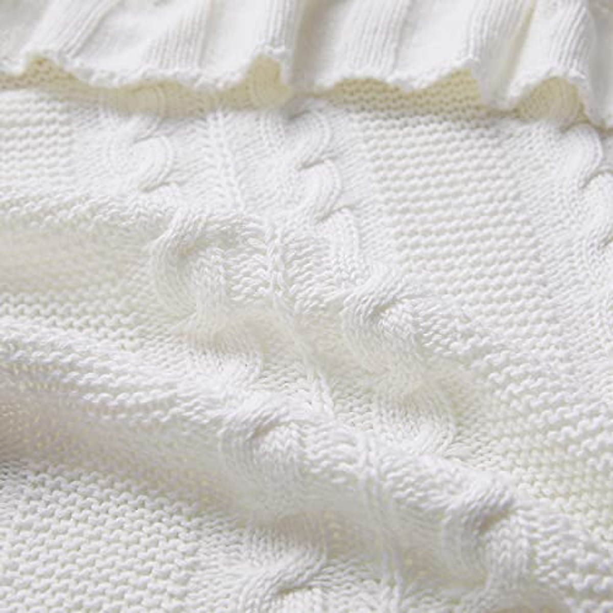 VCNY Home | Dublin Collection | Throw Blanket - 100% Cotton in Cable Knit Weave, Ultra Plush, Luxuriously Warm - for Bed, Couch, or Chair, Throw, White 50x70