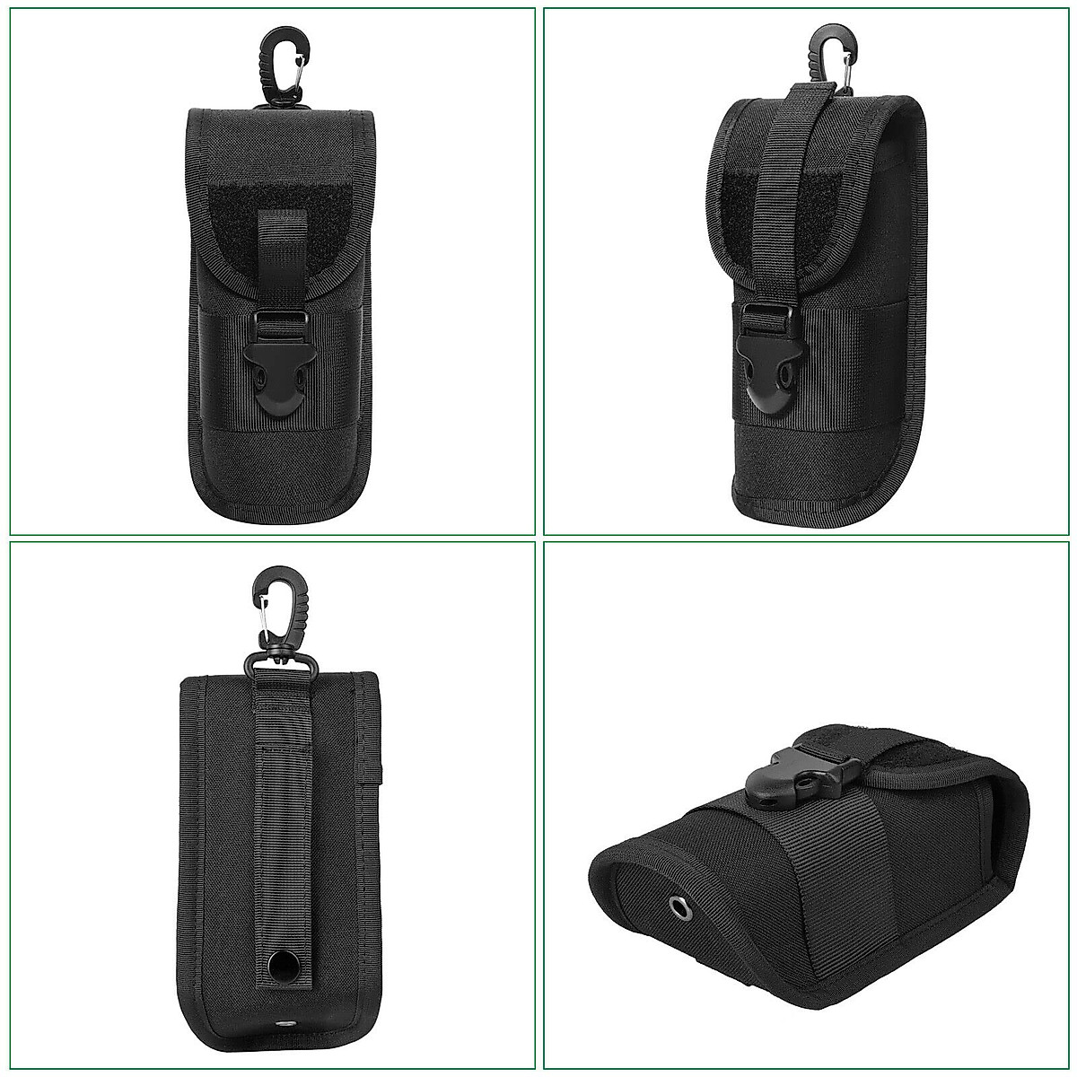 BRAVECOW Portable 1000D Nylon Eyeglasses Case with Buckle Hard Shell Sunglasses Shockproof Protective Outdoor Storage Box (Black)