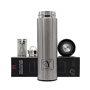 Diamond YA/Travel Mug Double Wall/water bottle/Coffee mug/tea Vacuum Flask/Tea Flask/Cold Brew Coffee Flaks17oz Tumbler with Tea Infuser & Strainer/Thermos Bag With Strap/Stainless Steel