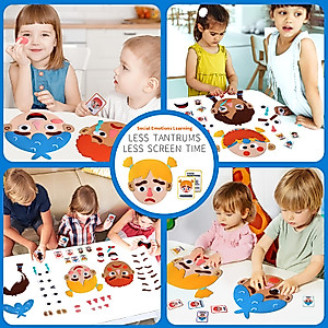 Craftstory 86 Pcs Social Emotional Learning Activities Sensory Toys for Kids- Montessori Toys with 2 Face Boards 9 Emotion Cards, Autism Learning Materials for Kids Speech Therapy Materials