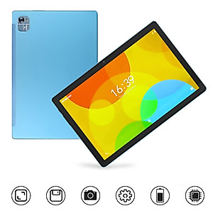 Smart Tablet, 1920x1200 Resolution Tablet, 10.1 Inch Octa Core Processor, US Plug, 100-240V, Portable 8MP Front Camera and 16MP Rear Camera for (Blue)