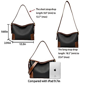 TarsaMult Hobo Bags for Women Soft Faux Leather Shoulder Crossbody Ladies Purses and Handbags Fashion Large Bucket Tote Bag(6140 Black)