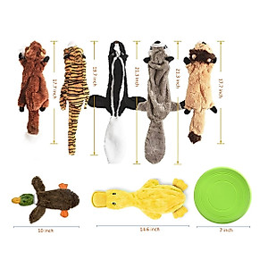 Zimpty Stuffless Squeaky Dog Toys for Small Medium Large Pets-Soft Fabric- Crinkle-Squeaky Dogs Teething Chew Toys Set with Toothbrush Dog Toys and Dental Chew Toys