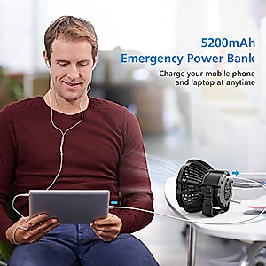 Camping Fan for Tents,Remote Control Camping Fan Rechargeable Battery Operated USB with Light,Power Bank,Portable Tent Fan for Outdoor Picnic,BBQ,Fishing Hiking…