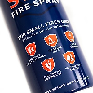 Dry Stop Fire Spray by Prepared Hero - 1 Pack - Portable Fire Extinguisher for Home, Car, Garage, Kitchen - Works on Electrical, Grease, Battery Fires & More - Compact, Easy to Use