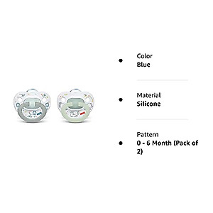 NUK Orthodontic Pacifiers, Boy, 0-6 Months, Blue (Pack of 2)