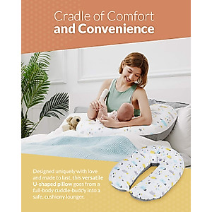 Unilove Hopo 7-in-1 Pregnancy & Nursing Pillow - Pregnancy Pillows for Sleeping - Pregnant mom Gift Essentials for Breastfeeding, Side Sleeping - 2 Washable Covers, Weather Icon