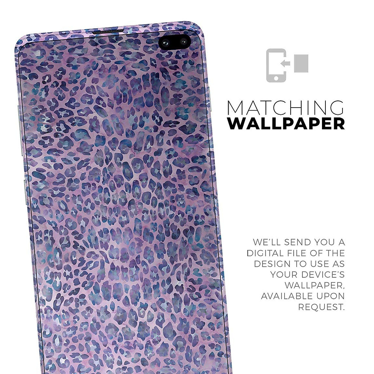 DesignSkinz Purple Watercolor Leopard Pattern Protective Vinyl Decal Wrap Skin Cover Compatible with The Samsung Galaxy S20 (Screen Trim & Back Glass Skin)